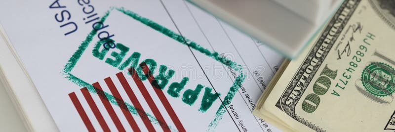 Document is Approved for US Visa Closeup Stock Photo - Image of credit ...