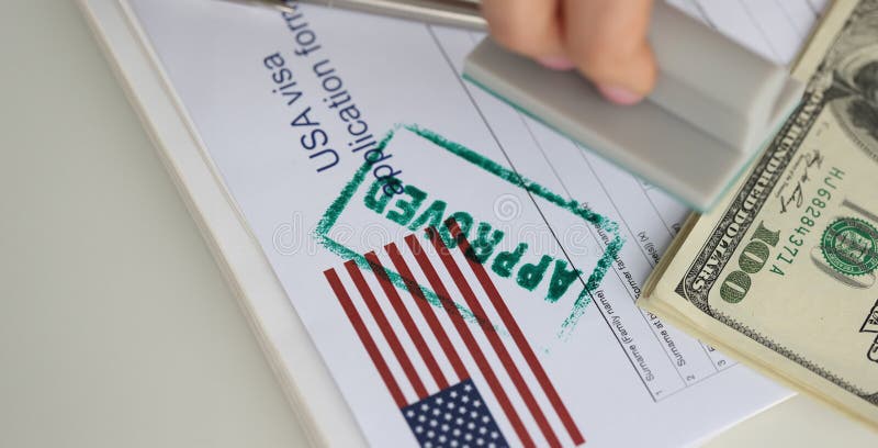Document is Approved for US Visa Closeup Stock Image - Image of control ...