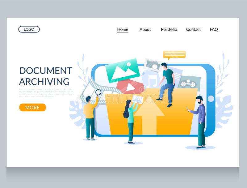 Document Archiving Vector Website Landing Page Design Template Stock ...