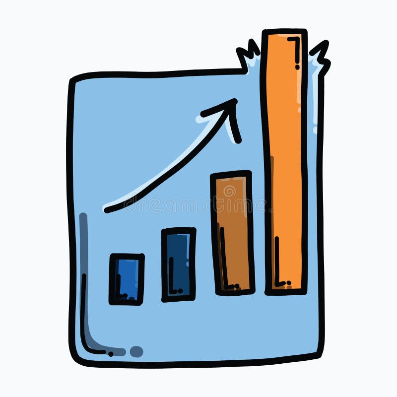 Document Arrow Graph Up Color Vector Icon. Drawing Sketch Illustration ...