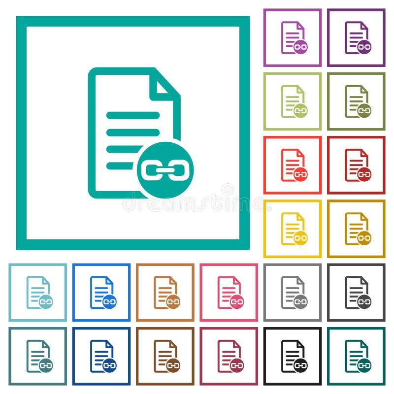 Document Attachment Flat Color Icons with Quadrant Frames Stock ...