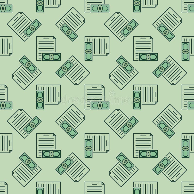 Document with Banknote Vector Payment Colored Seamless Pattern Stock ...