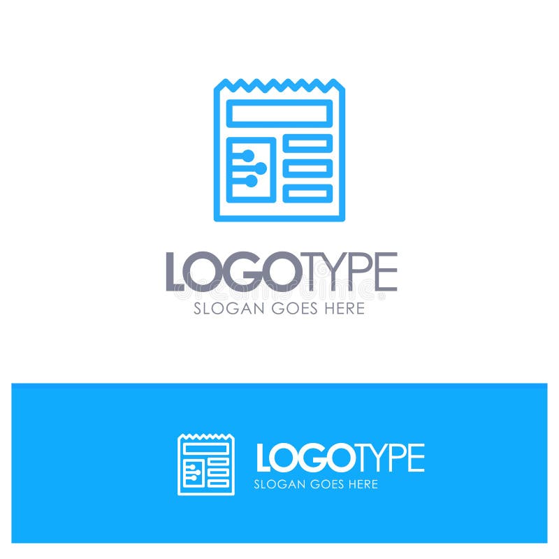 Document, Basic, Ui Blue OutLine Logo with Place for Tagline Stock ...