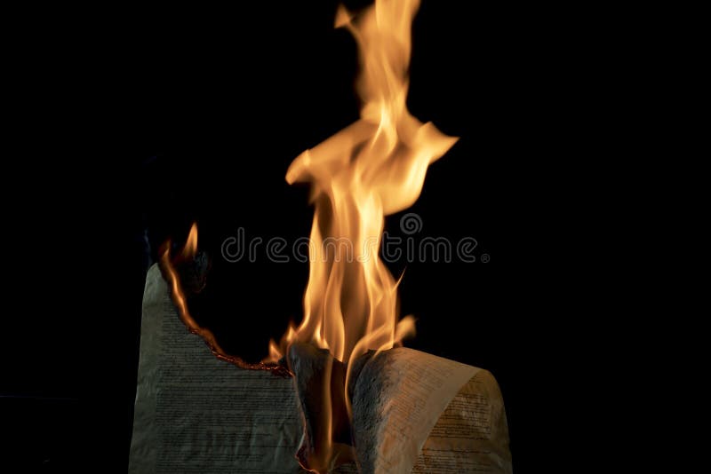 Document Being Burned Against Black Stock Photo - Image of destroy ...