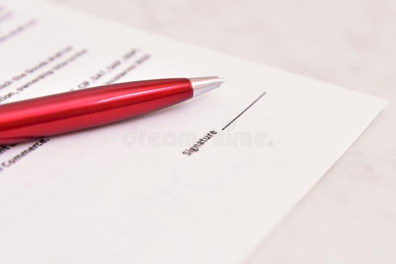 Document Blank with Red Pen and Space for Signature Stock Image - Image ...