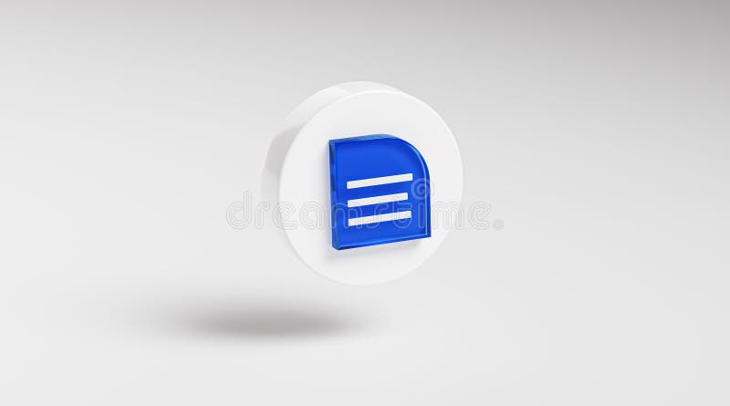 Document Blue Glass Icon Button on Circle App Symbol 3D Render Stock ...