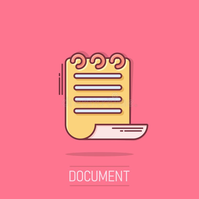Document Book Icon in Comic Style. Paper Sheet Cartoon Vector ...
