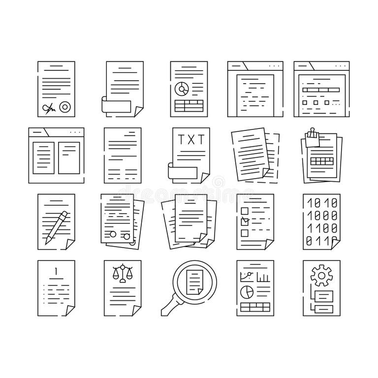 Document Business File Office Icons Set Vector Stock Vector ...