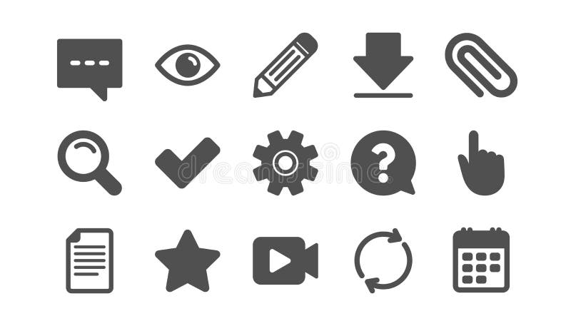 Document, Calendar and Question Mark Icons. Search, Video and Check ...