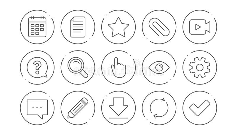 Document, Calendar and Question Mark Line Icons. Search, Video and ...