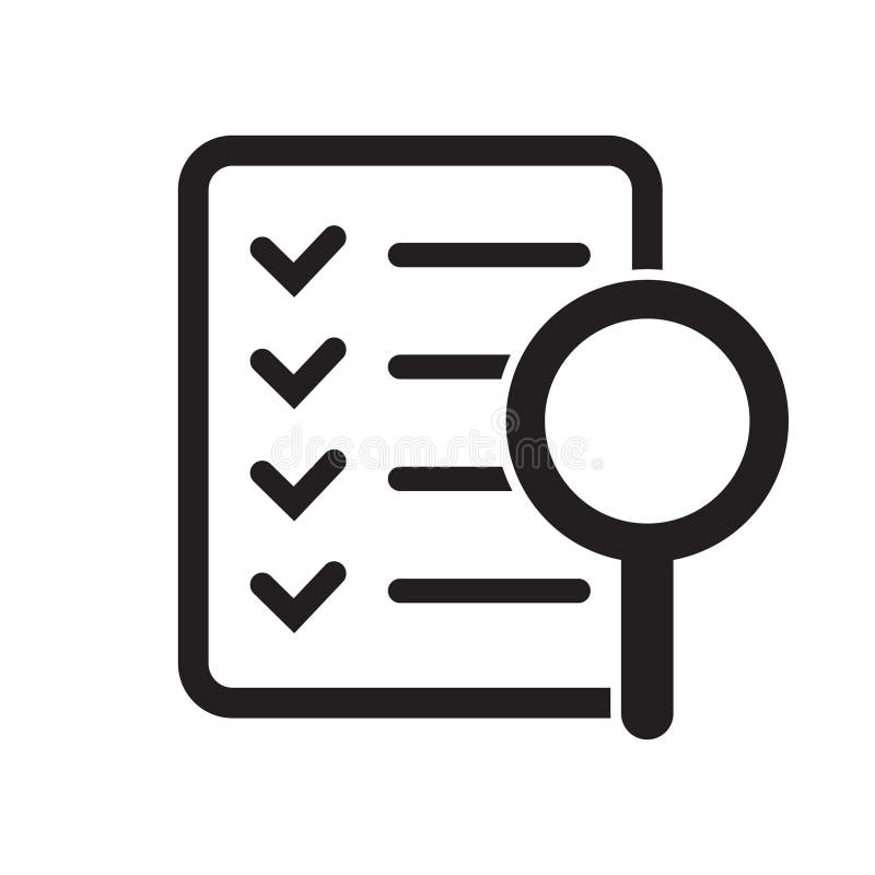 Document Check Icon Vector Illustration. Checklist Magnifier Assessment ...