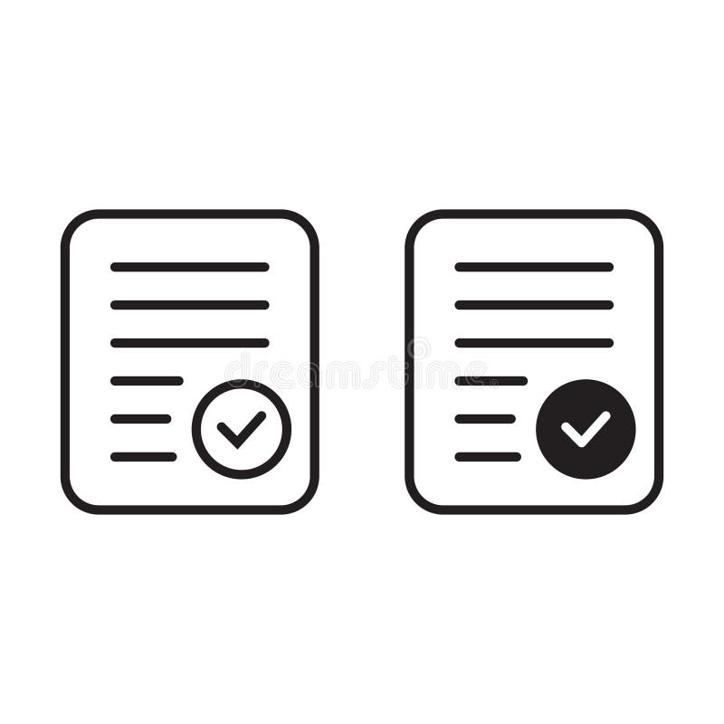 Document with Check Mark Icon. Compliance Document Icon in Flat Style ...