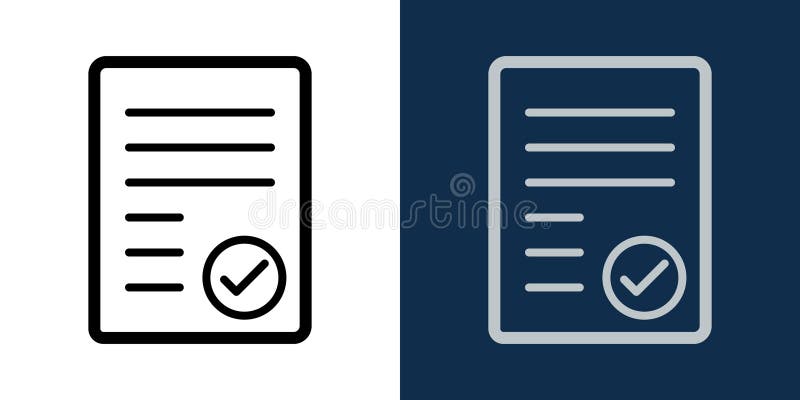 Document with Check Mark Icon. Icon of Approved Paper Form with Check ...