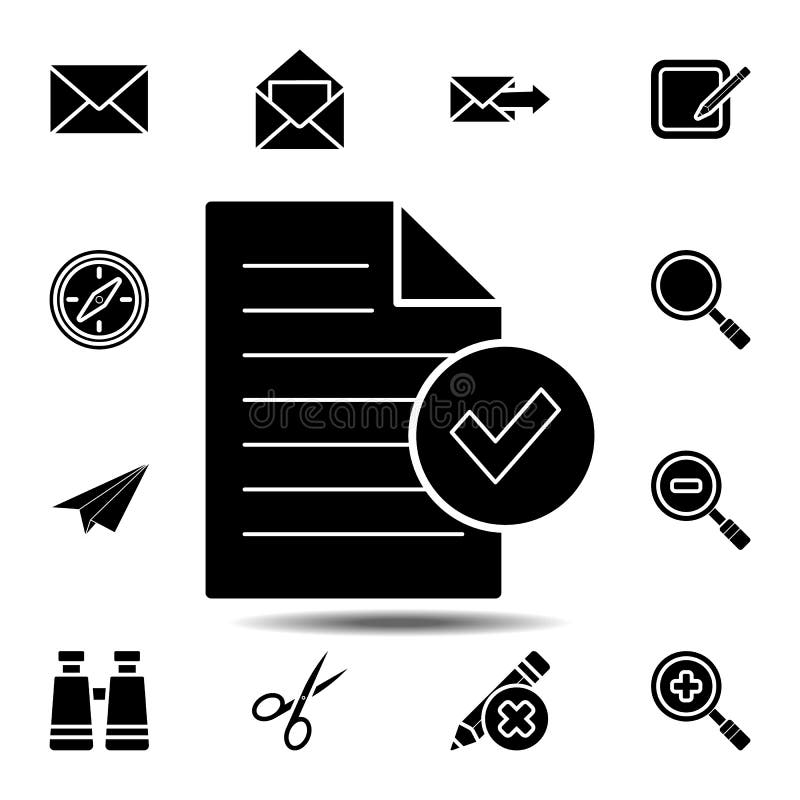 Document with Check Mark Icon. Simple Glyph Vector Element of Web ...