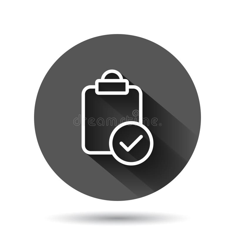 Document Checkbox Icon in Flat Style. Test Vector Illustration on Black ...