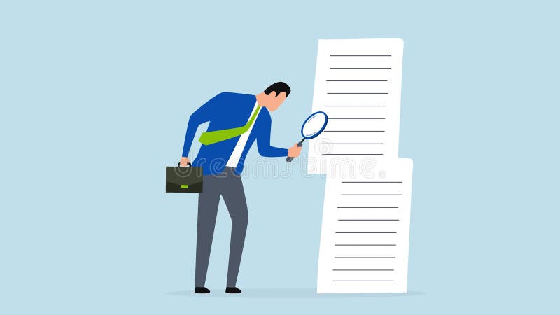 Document Checking, 4k Animation of Businessman Manager with Big ...