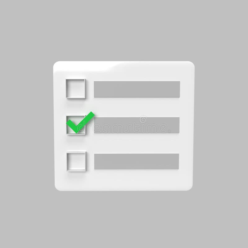 Document Checklist 3d Model Cartoon Style. Render Illustration Stock ...