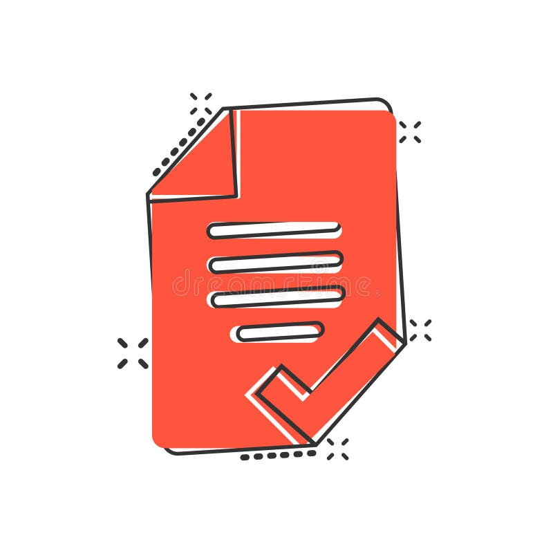Document Checklist Icon in Comic Style. Report Cartoon Vector ...