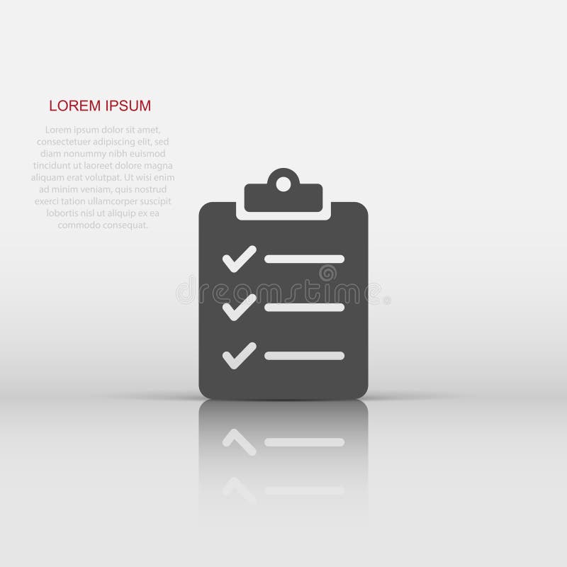 Document Checklist Icon in Flat Style. Report Vector Illustration on ...