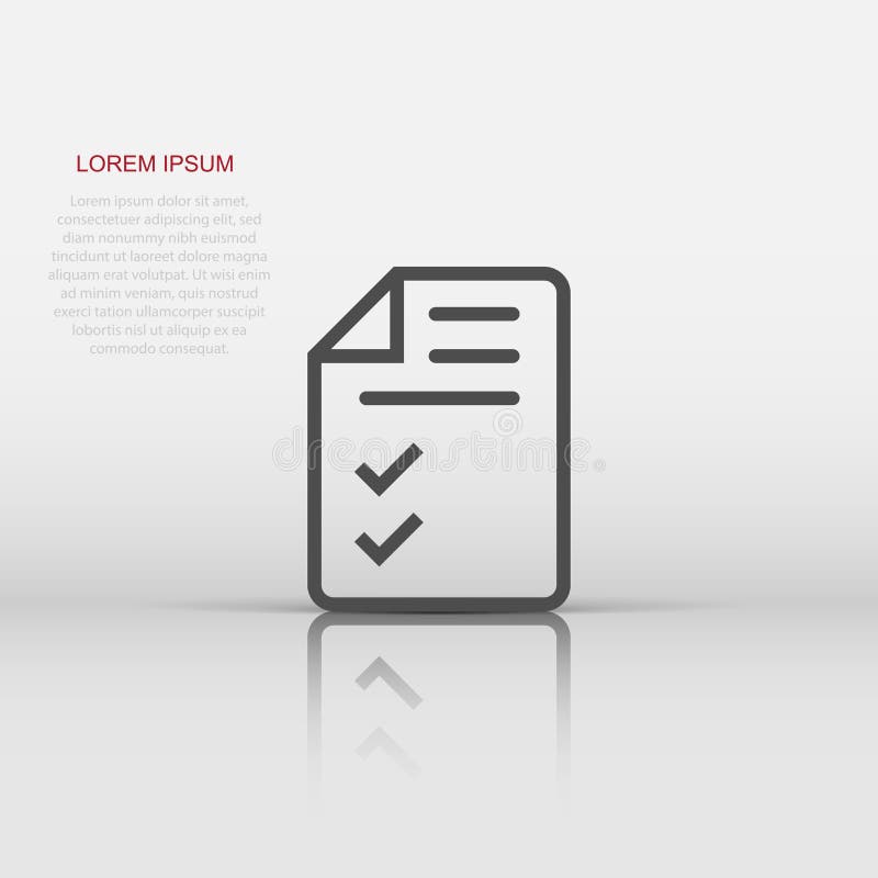 Document Checklist Icon in Flat Style. Report Vector Illustration on ...