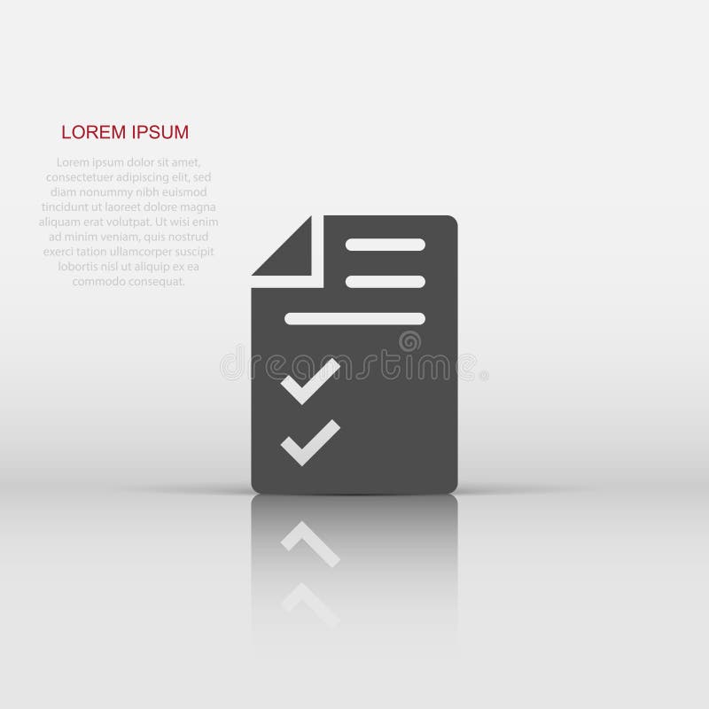 Document Checklist Icon in Flat Style. Report Vector Illustration on ...