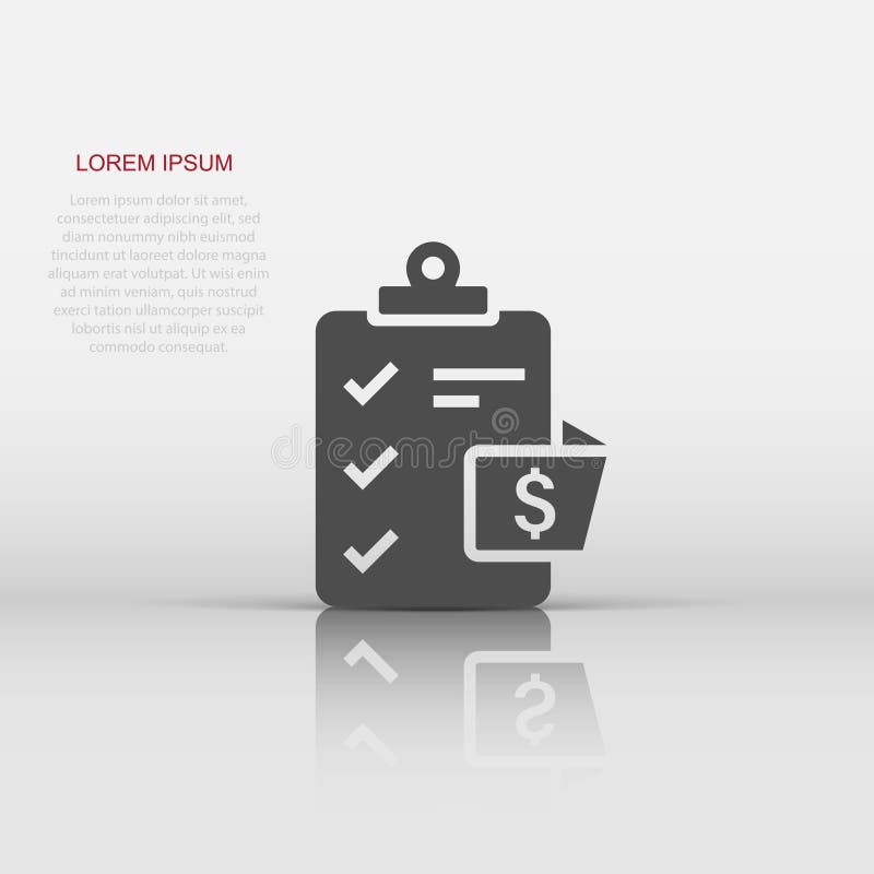 Document Checklist Icon in Flat Style. Report Vector Illustration on ...