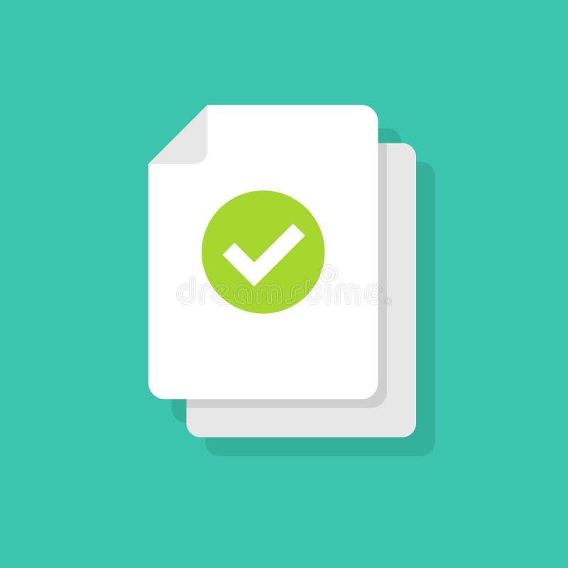 Document and Checkmark Vector Icon Concept or Correct Form or Agreement ...