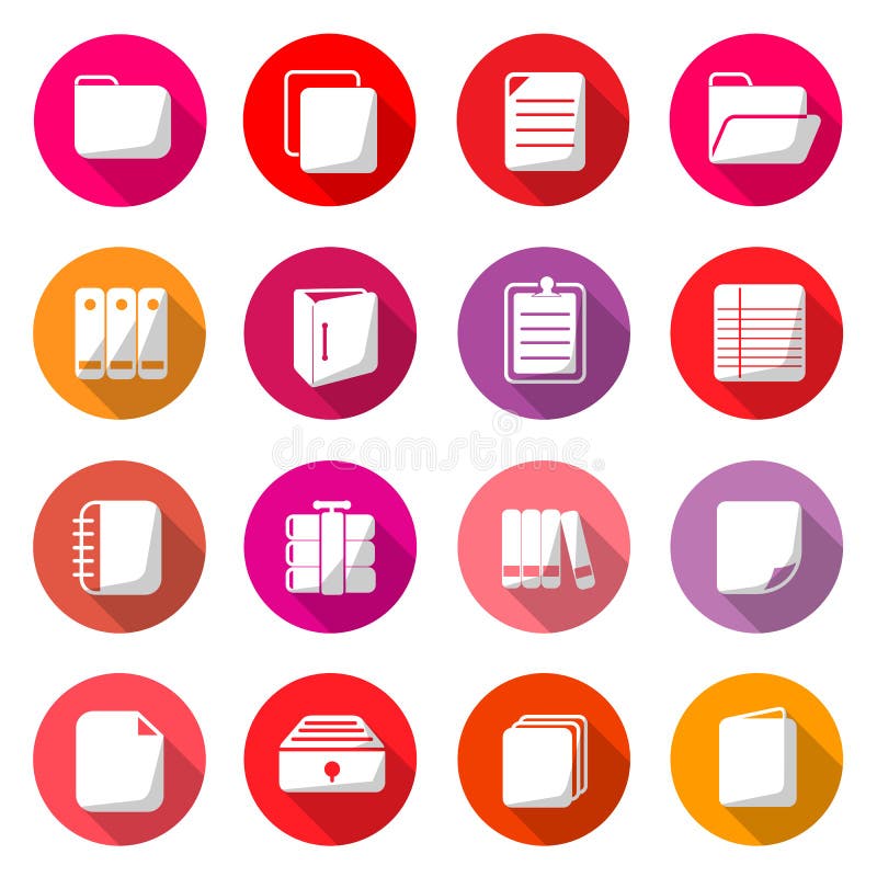 Document Circle Color Icons Stock Vector - Illustration of check, color ...