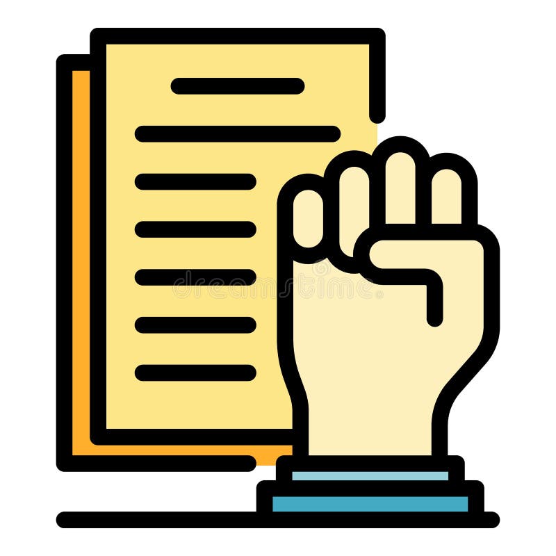 Document and Clenched Hand Icon Color Outline Vector Stock Vector ...