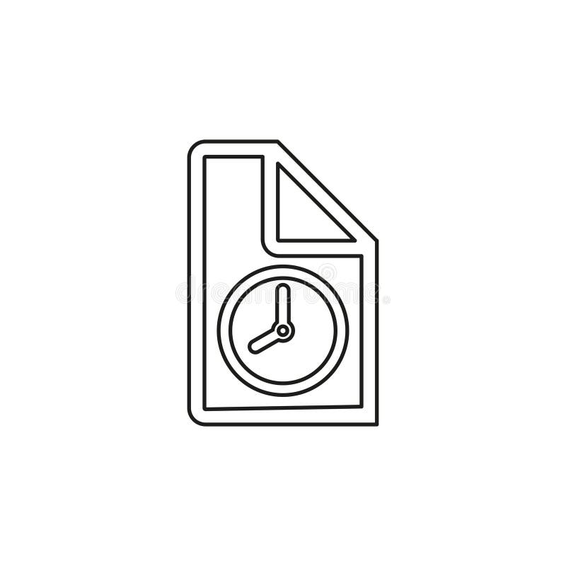Document with Clock Icon, Vector Stock Vector - Illustration of line ...