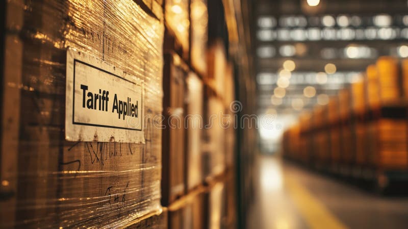 Document Close Up with Tariff Applied in Warehouse Setting Stock ...