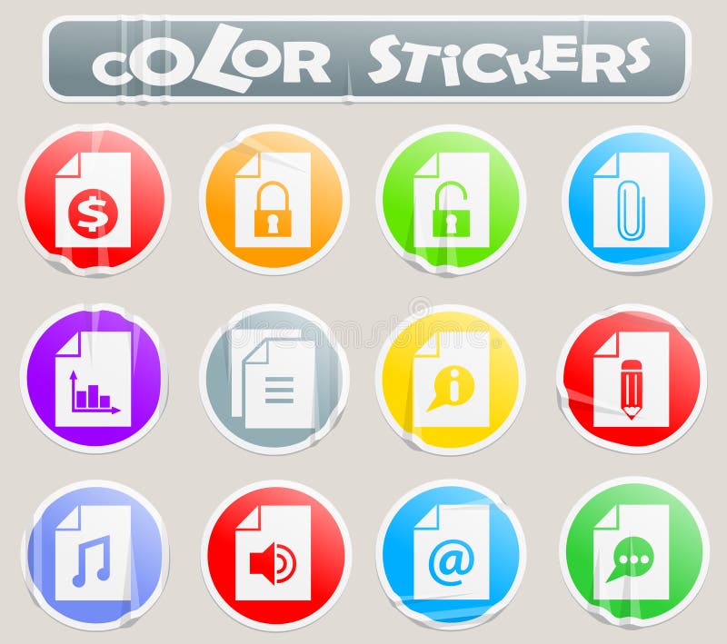 Document color stickers stock vector. Illustration of text - 128286740