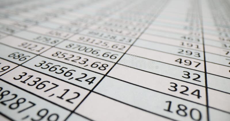 Document with Columns of Numbers on Table in Office Stock Video - Video ...