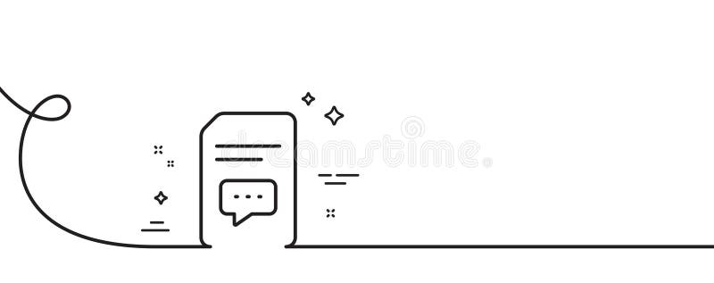 Document with Comments Line Icon. File Sign. Continuous Line with Curl ...