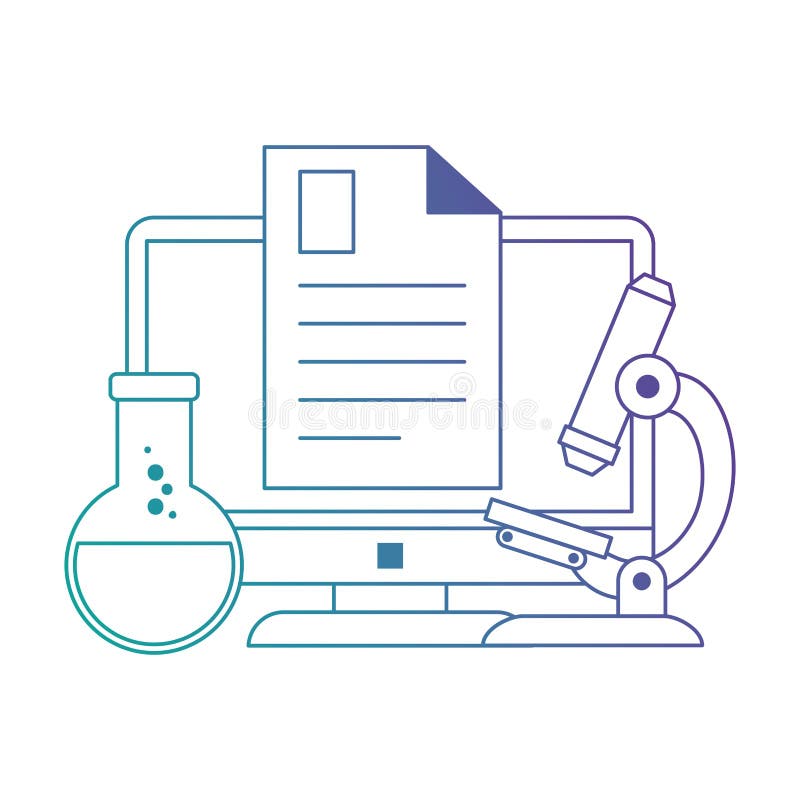 Document with Computer and Tube Test Stock Illustration - Illustration ...