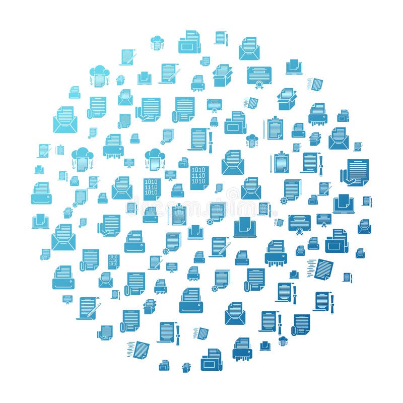 Document Concept in Circle with Clean and Simple Icons, Infographic ...