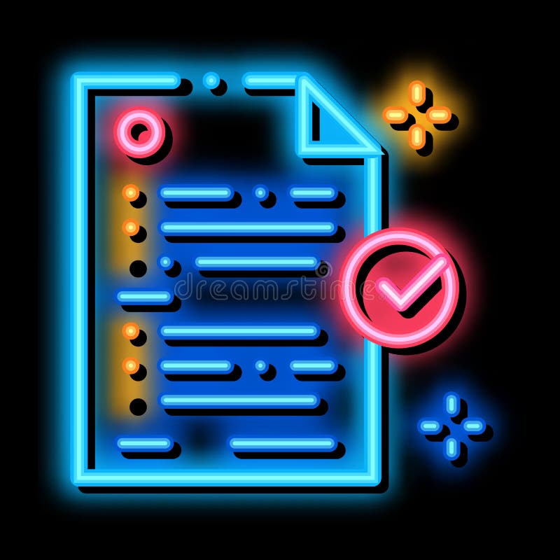 Document Confirmation Neon Glow Icon Illustration Stock Vector ...
