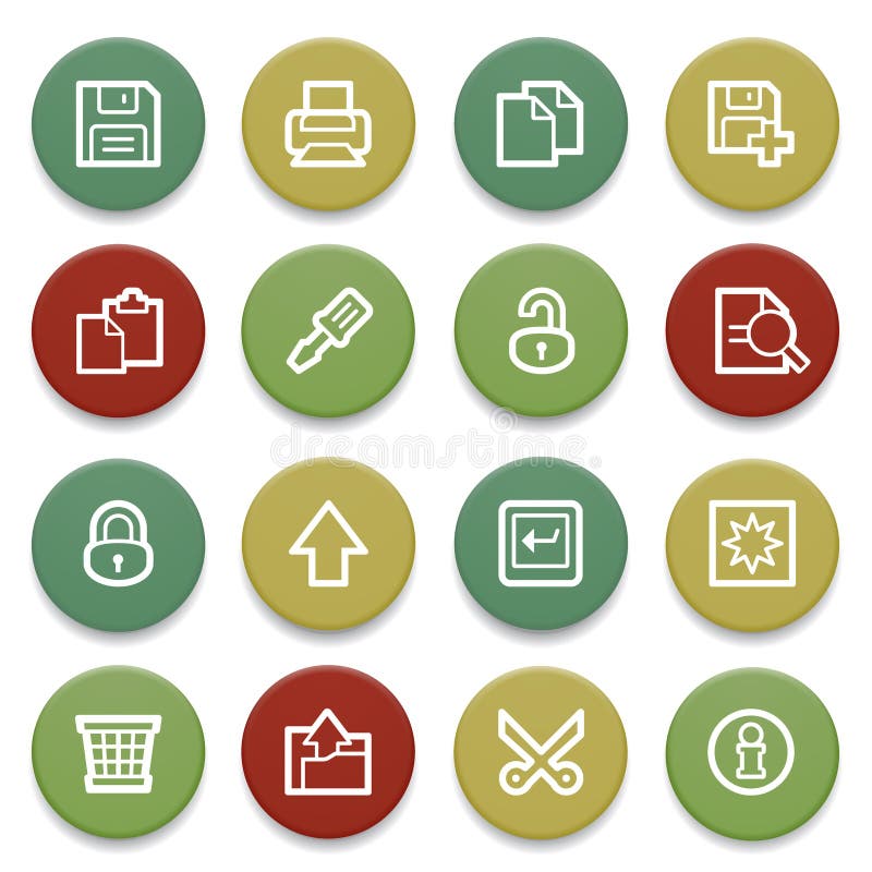 Document Contour Icons on Color Buttons. Stock Vector - Illustration of ...