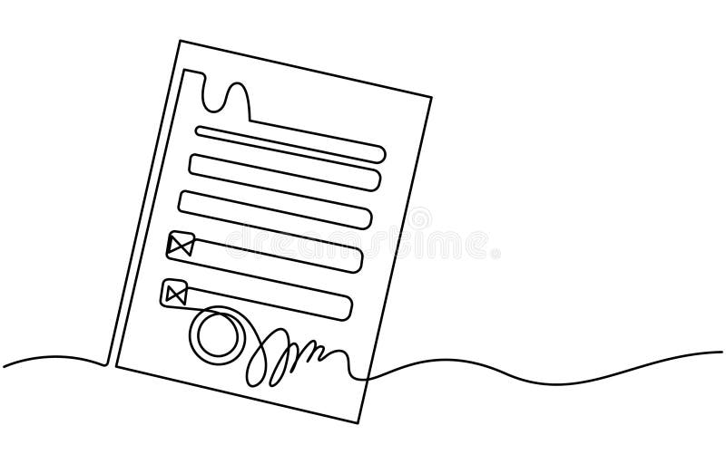 Document Contract Paper with Stamp and Sign. Pro Vector Illustration ...