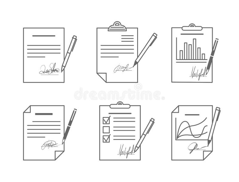 Document or Contract with Signature Stock Vector - Illustration of ...