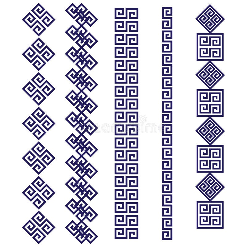 A Set of Four Blue Coloured Geometric Border Patterns Stock Vector ...