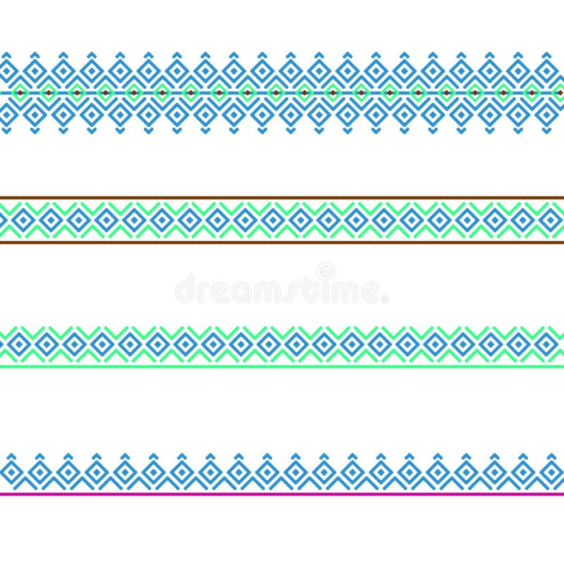 Abstract Colorful Border Patterns in Different Shades Stock Vector ...