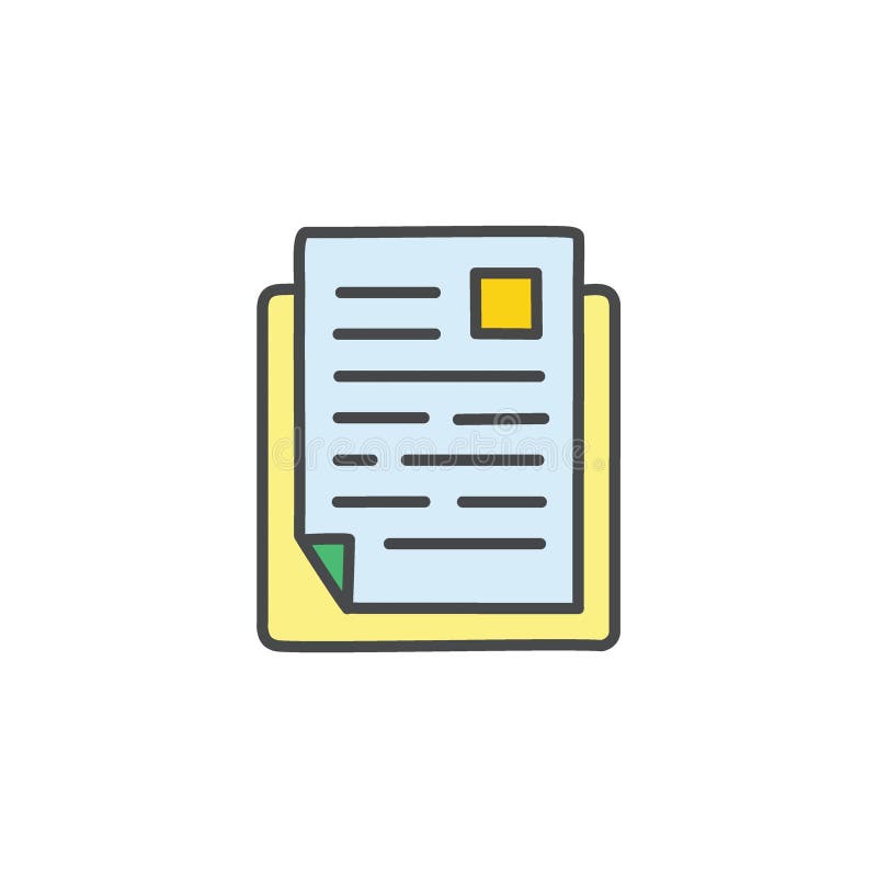 Document with Corner Fold and Header. a Simple, Colorful Illustration ...