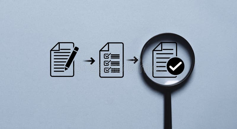 Document with Correct Sign Mark Inside of Magnifier Glass for Prepare ...