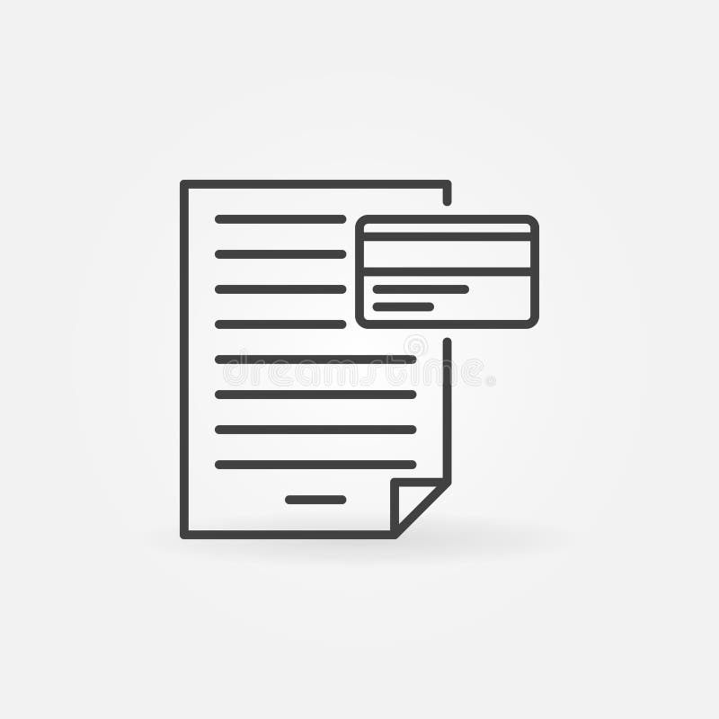 Document with Credit Card Vector Icon in Thin Line Style Stock Vector ...