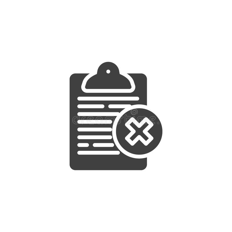 Document with Cross Mark Vector Icon Stock Vector - Illustration of ...