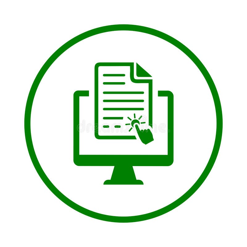 Document, Cursor, Desktop Icon. Green Vector Sketch Stock Illustration ...