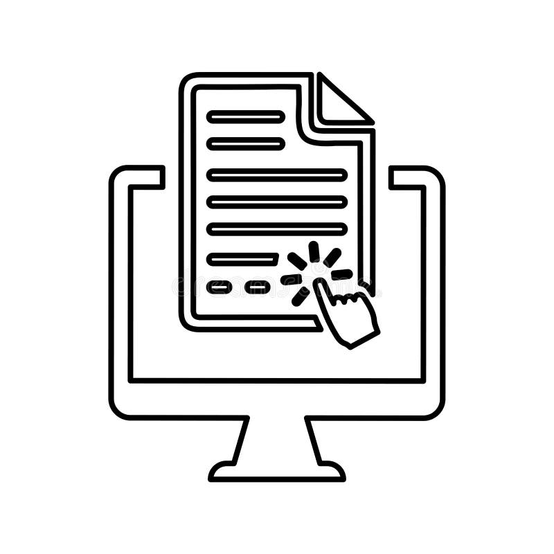 Document, Cursor, Desktop Outline Icon. Line Vector Design Stock ...