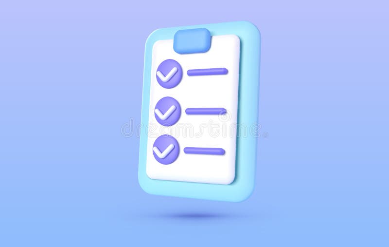 Document 3d. Exam Checklist Icon. Business Vector Icon. 3d Check List ...