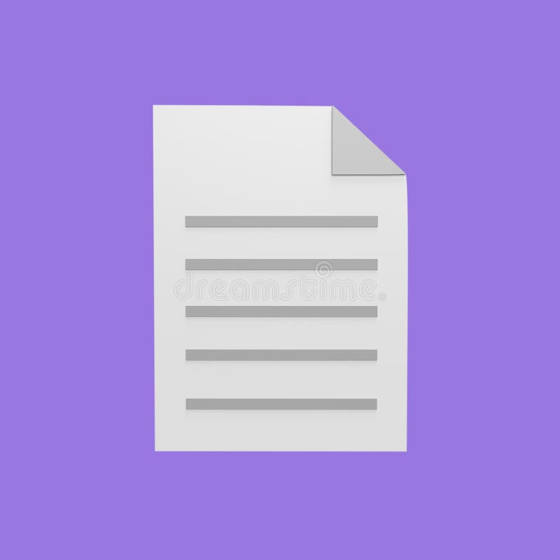 Document 3d Icon Model Cartoon Style Concept. Render Illustration Stock ...